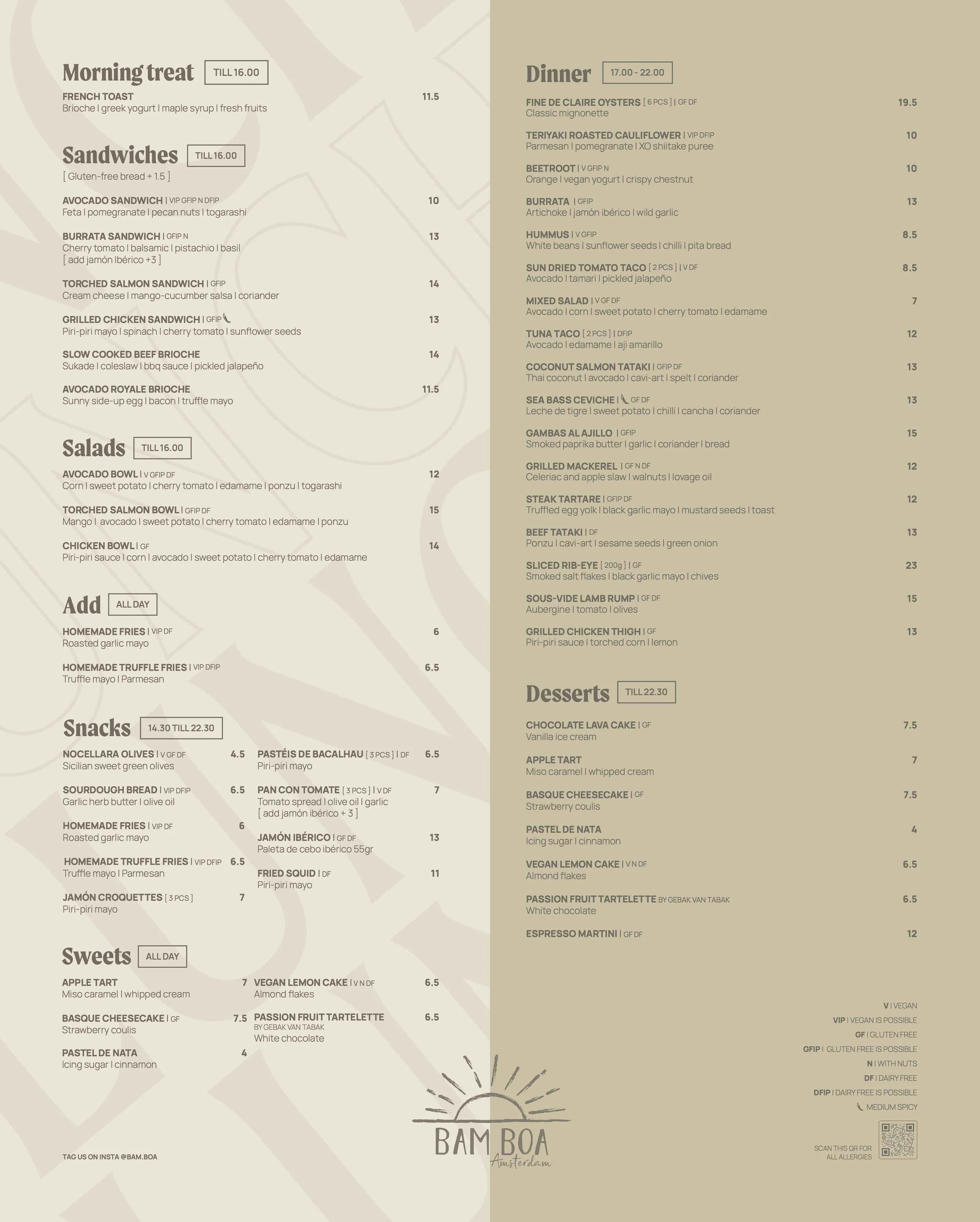 Menu — Bam Boa