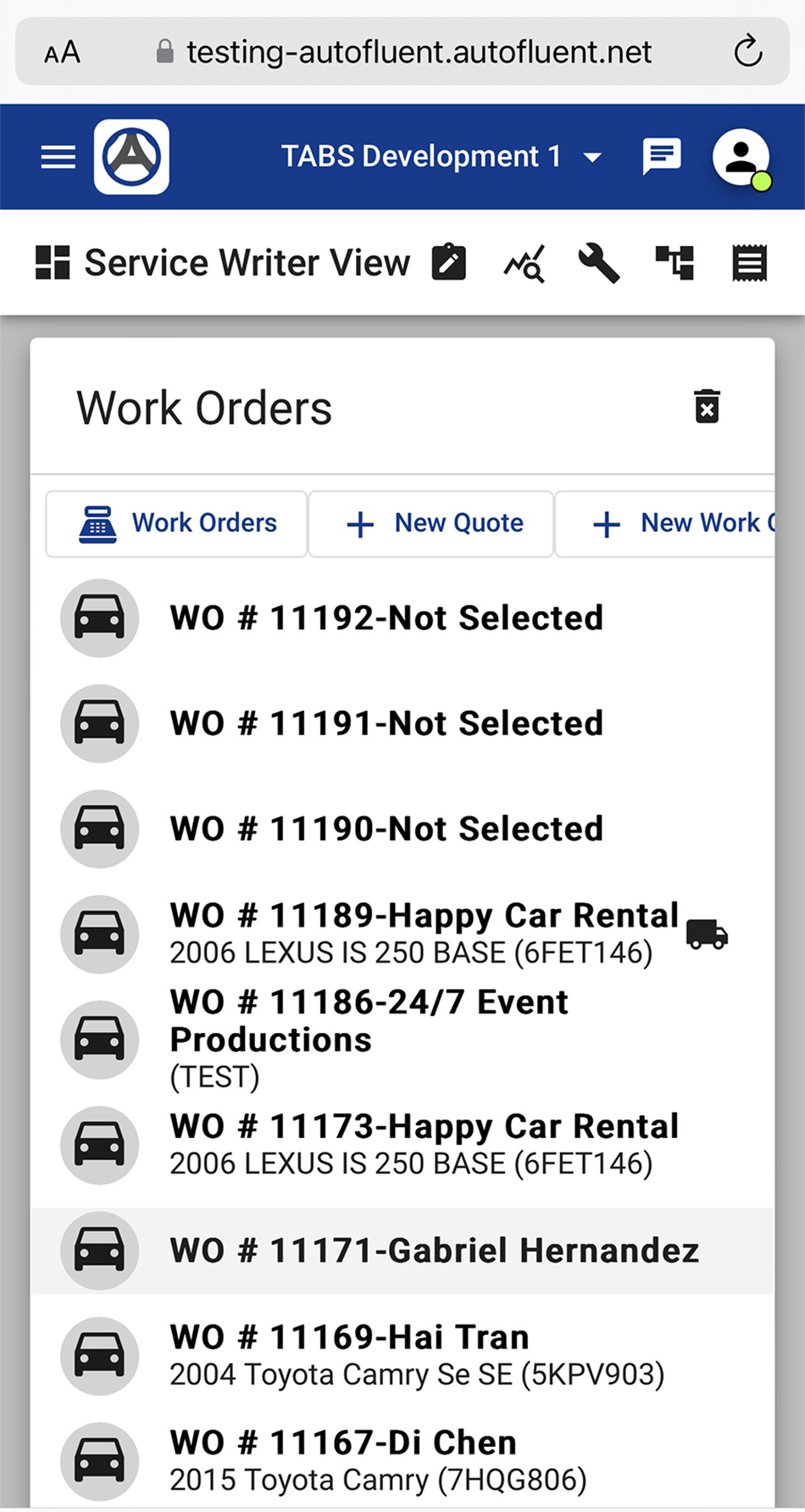 Test-Auto Service — AutoFluent - Software for Tire Dealers and Auto ...