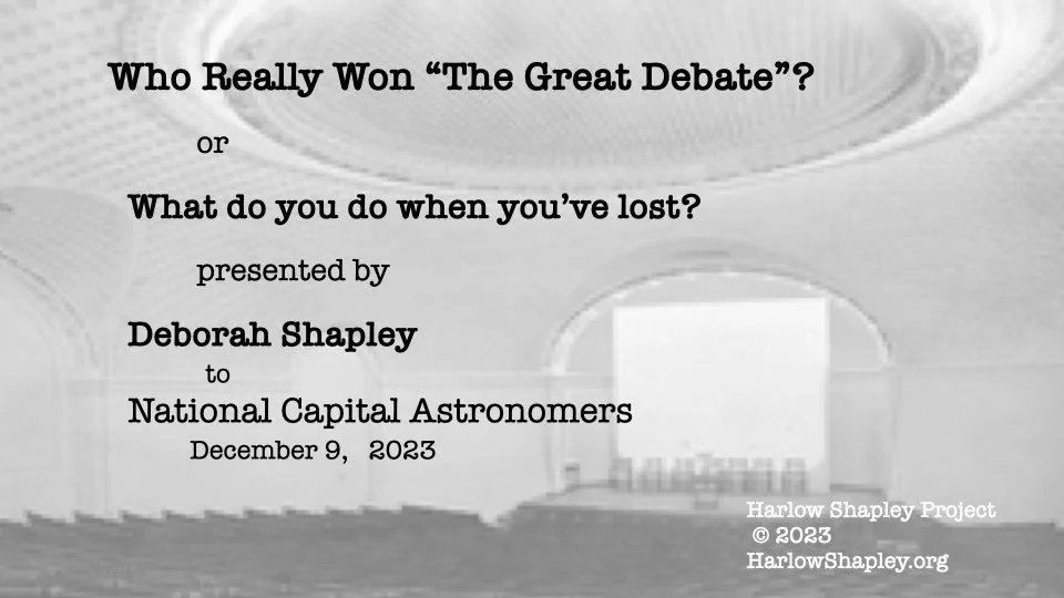 Who Really Won the 'Great Debate'? — Harlow Shapley Project