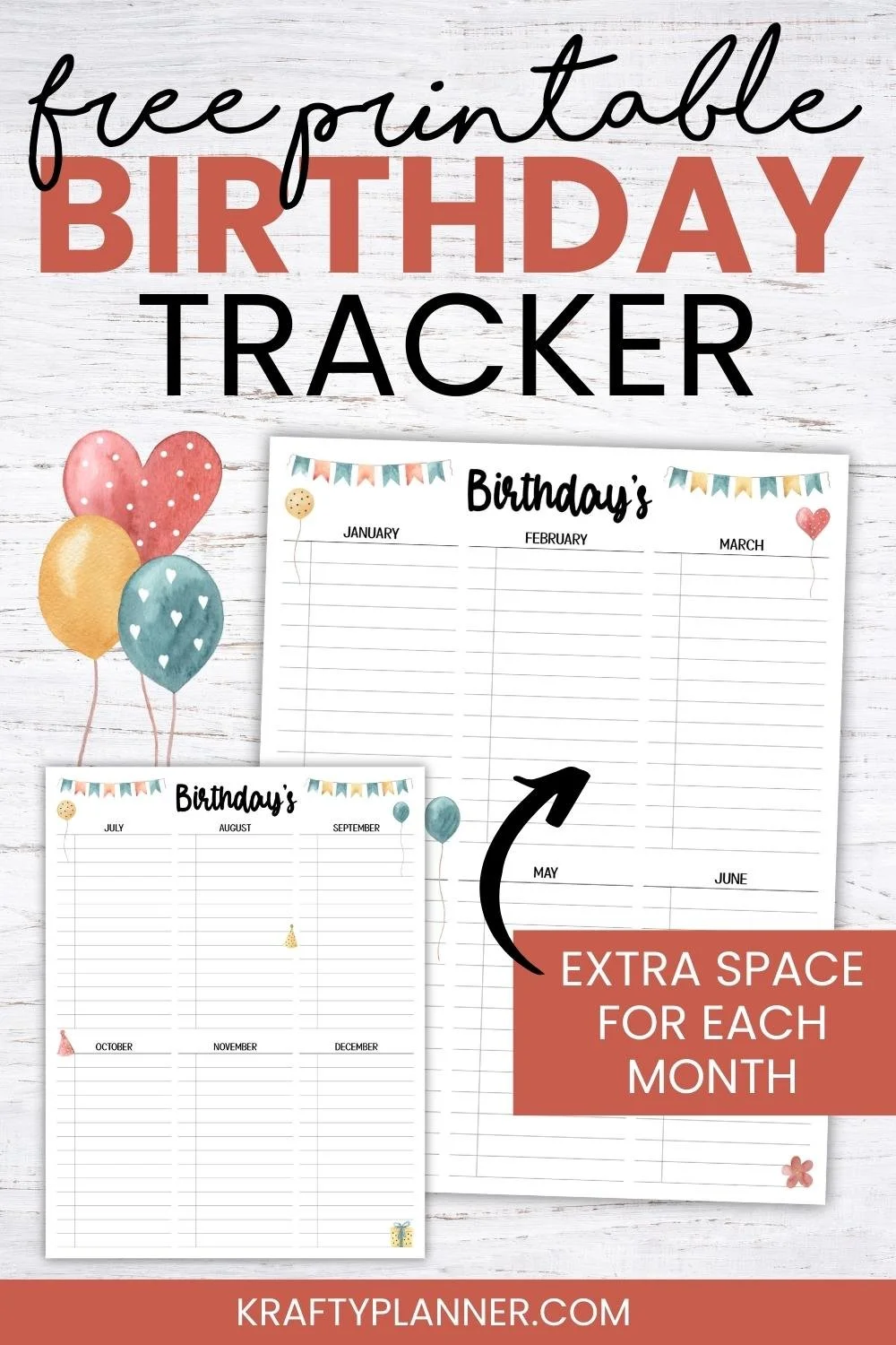 New Birthday Tracker: Extra Space for Each Month (Requested) — Krafty ...