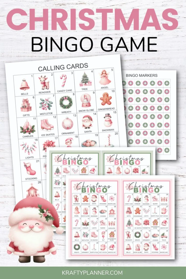 Printable Pink Christmas Bingo Game — Krafty Planner