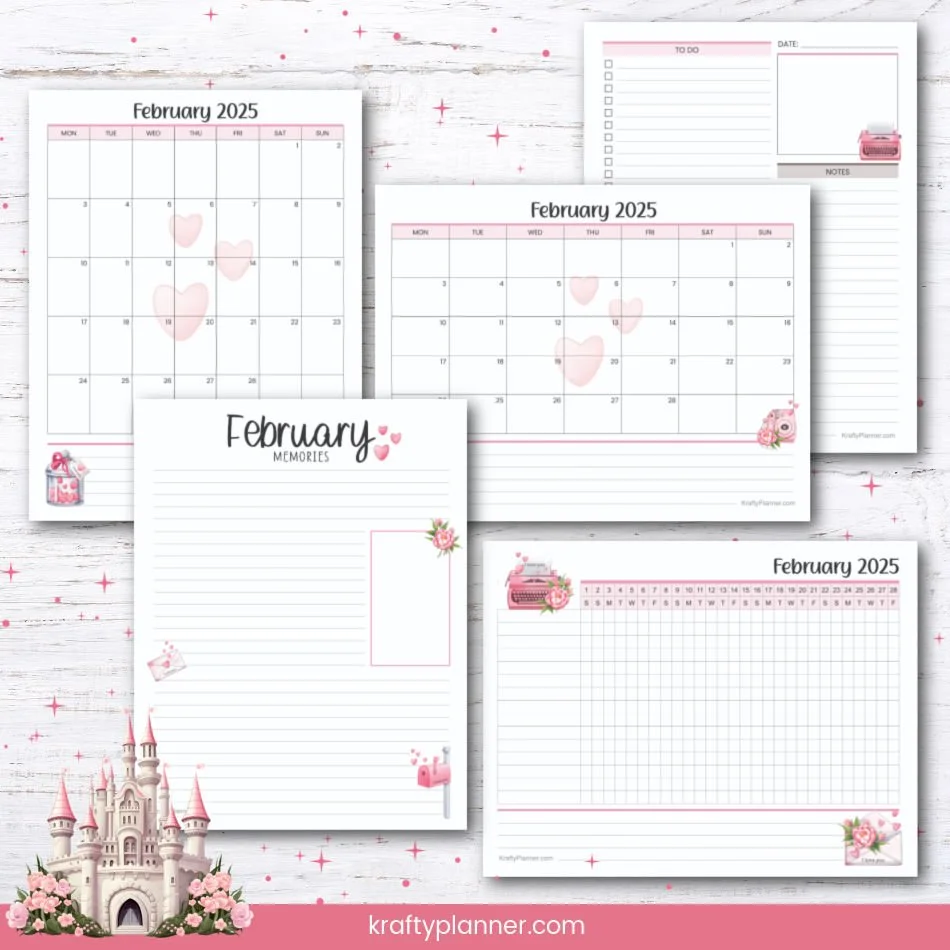 Free Printable February 2025 Planners — Krafty Planner