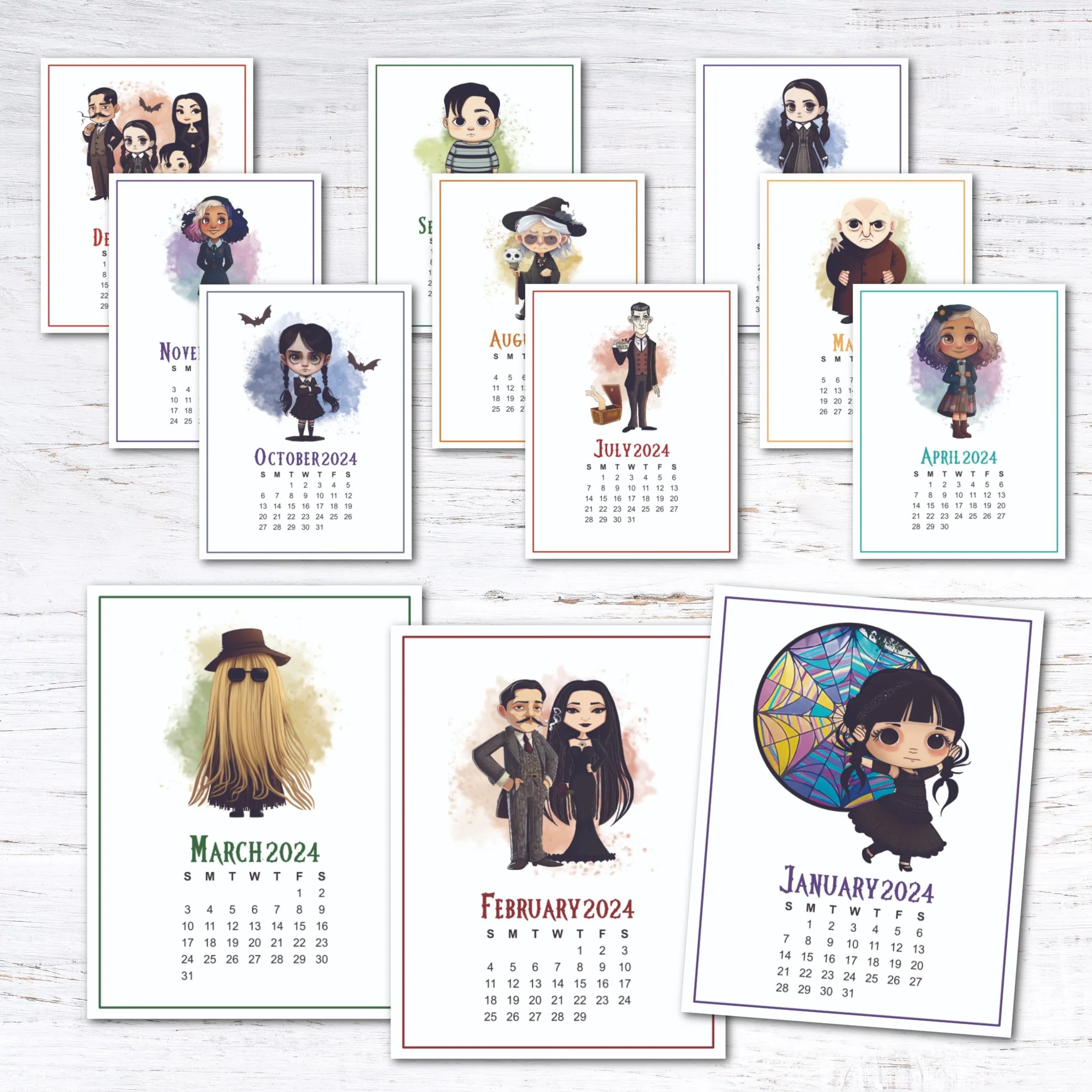 2024 Wednesday Addams Calendar | Free Printable — Krafty Planner