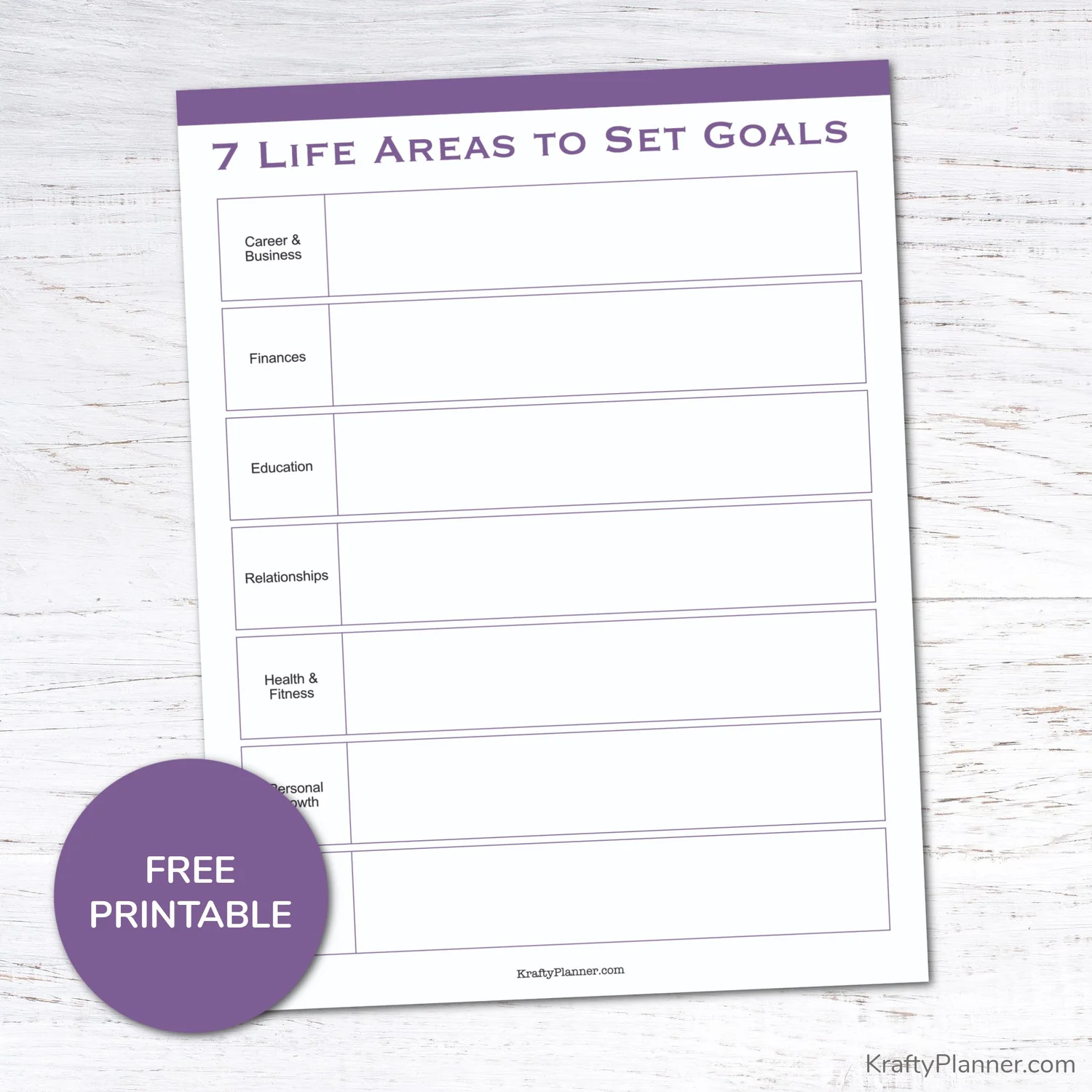 7 Life Areas to Set Goals {Free Worksheet} — Krafty Planner