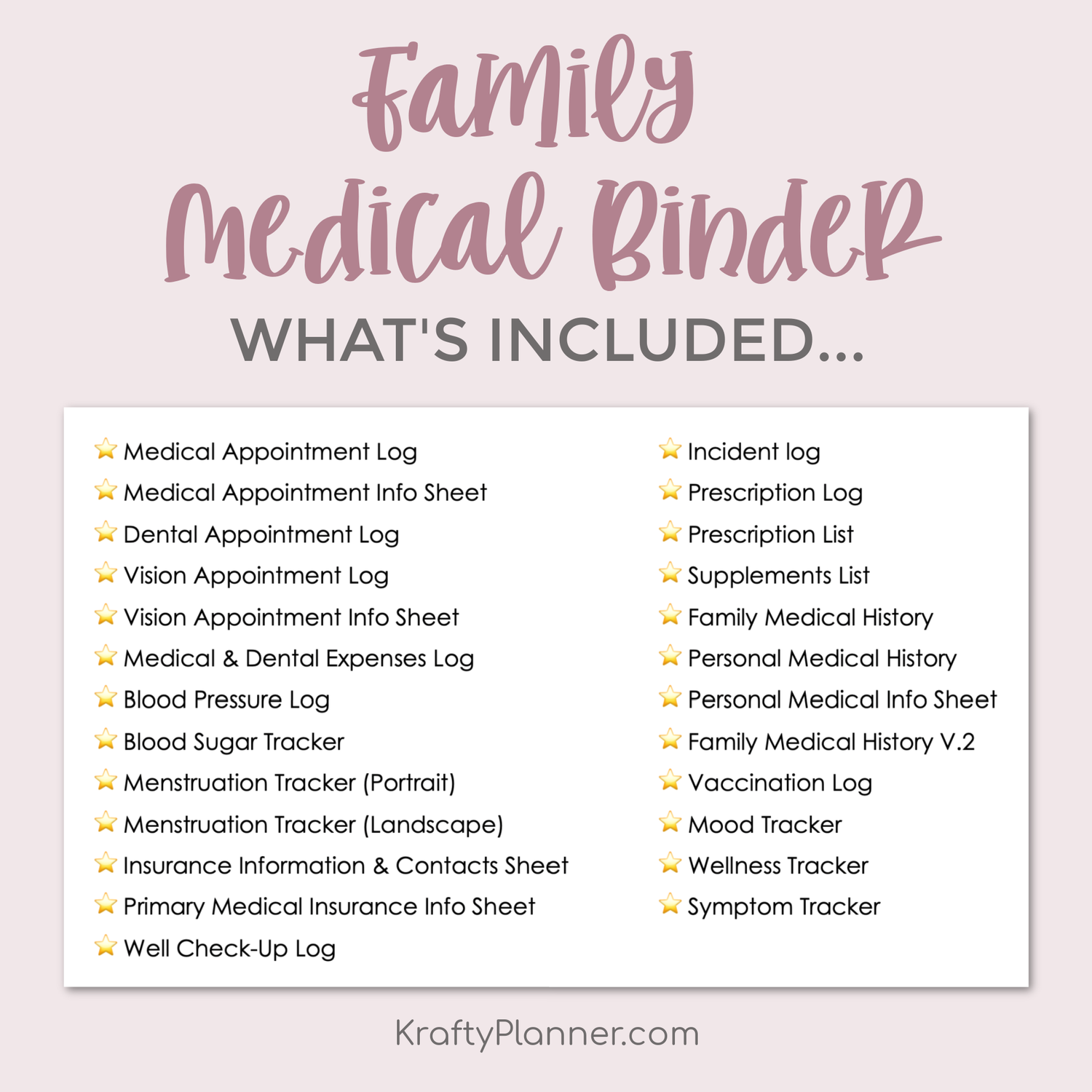 Family Medical Binder {Editable PDF} — Krafty Planner