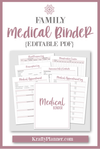 Family Medical Binder {Editable PDF} — Krafty Planner