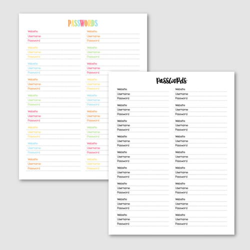 Free Printable Passwords Log — Krafty Planner