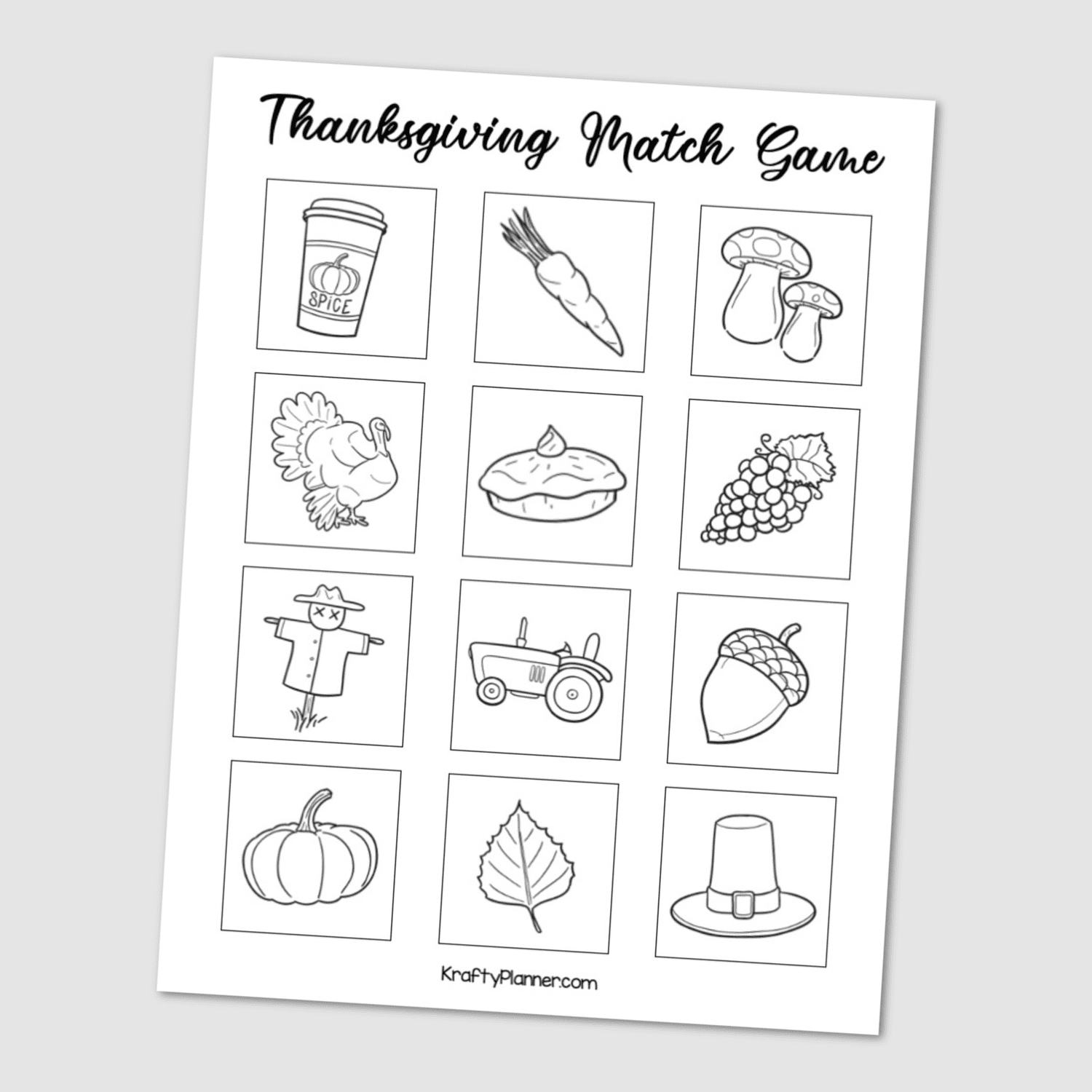 Thanksgiving Match Game Free Printable — Krafty Planner