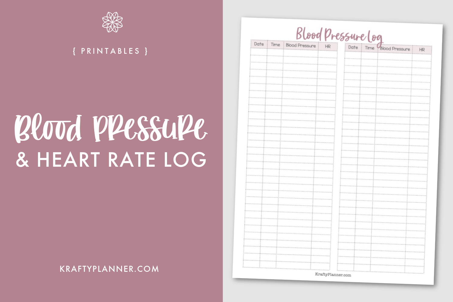 Blood Pressure and Heart Rate Tracker {Free Printable} — Krafty Planner