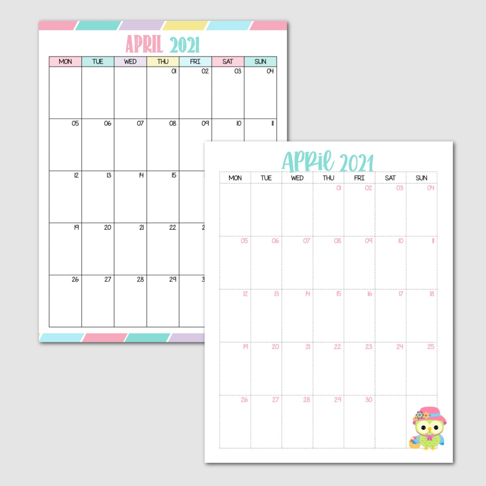 Free Printable April 2021 Calendar — Krafty Planner
