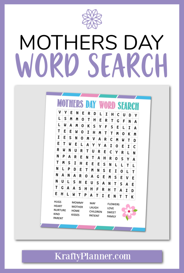 Mothers Day Word search — Krafty Planner