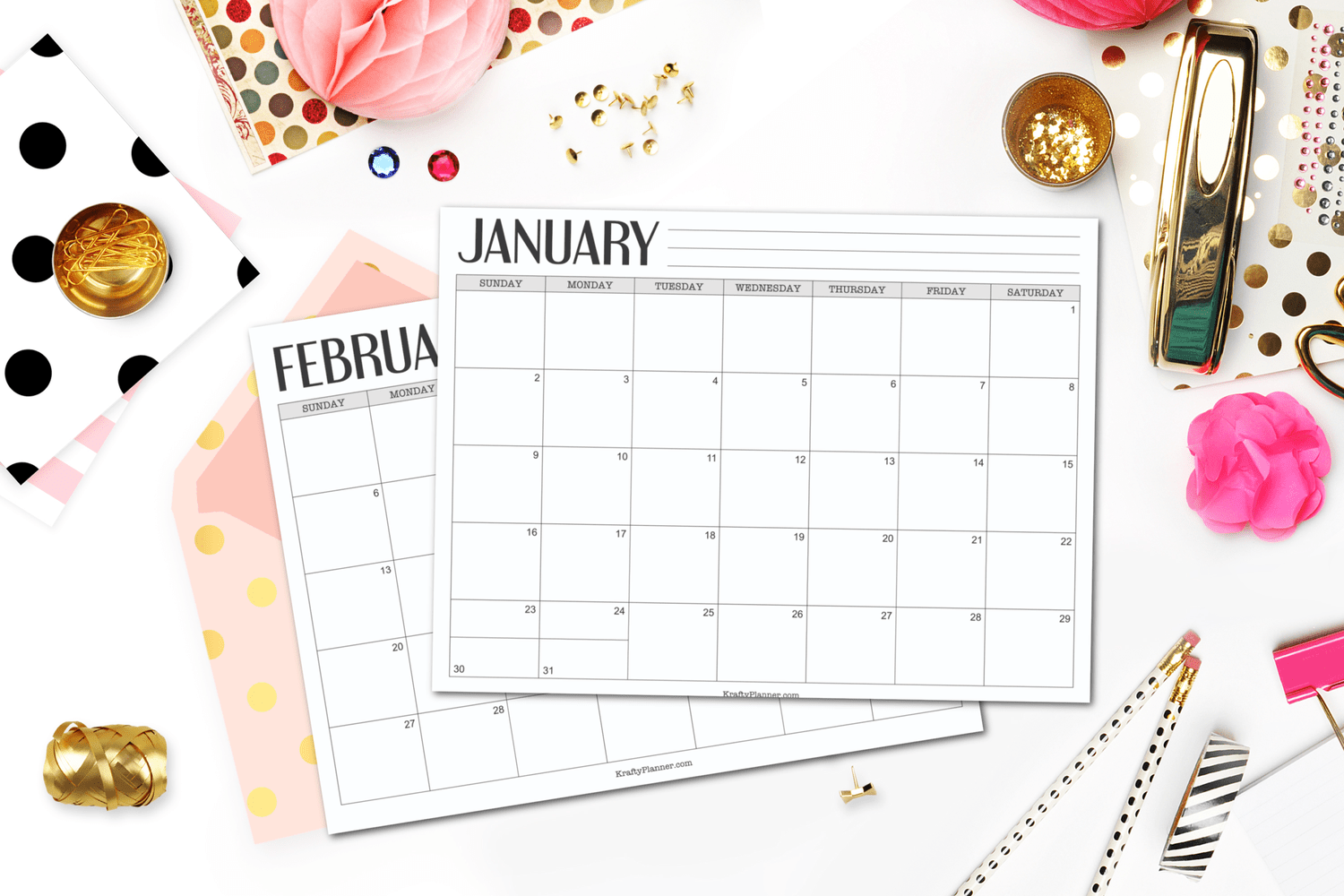 Basic 2022 Landscape Calendar {Free Printable} — Krafty Planner