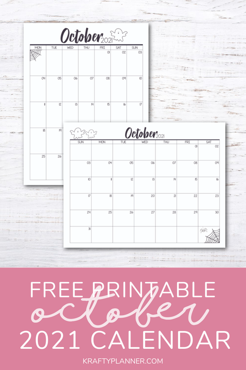 Free Printable October 2021 Calendar — Krafty Planner