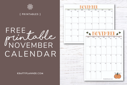 Free Printable November 2021 Calendar — Krafty Planner