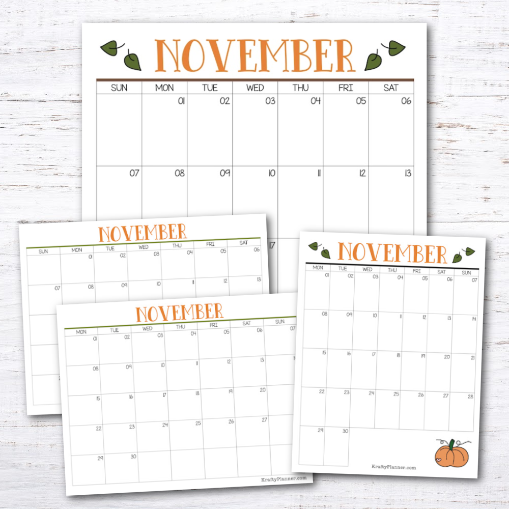 Free Printable November 2021 Calendar — Krafty Planner