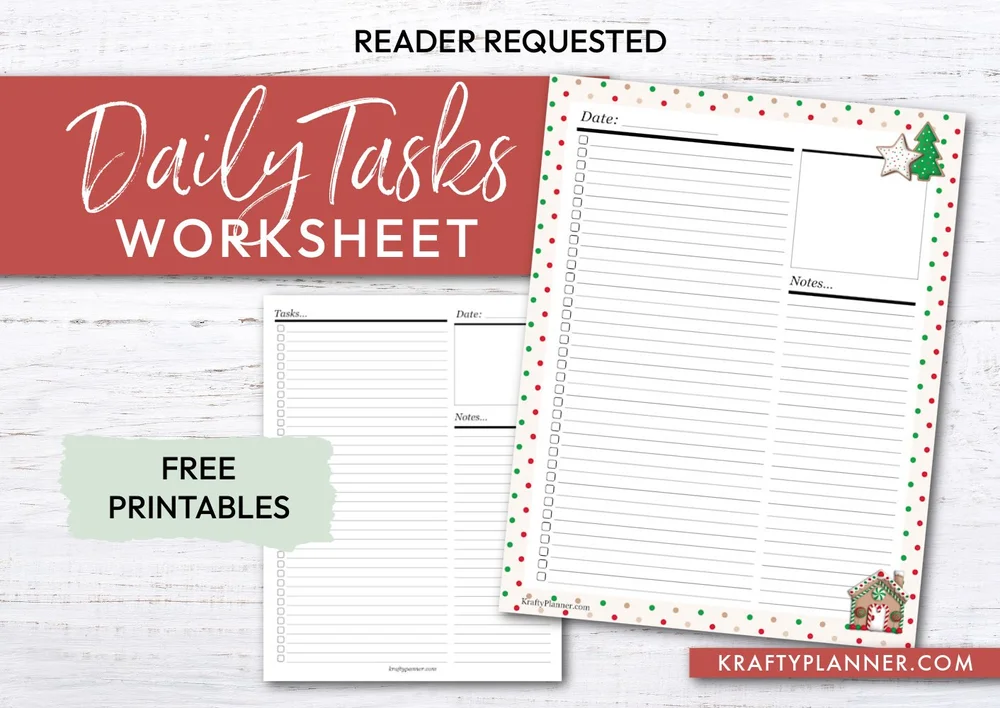 Free Printable Daily Tasks Worksheet {Reader Requested #1} — Krafty Planner