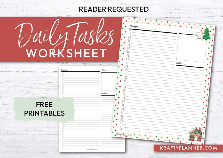 Free Printable Daily Tasks Worksheet {Reader Requested #1} — Krafty Planner