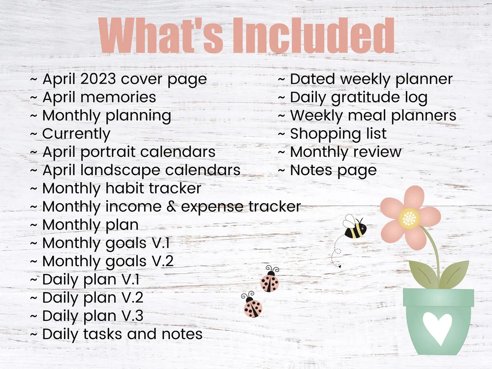 Free Printable April 2023 Planning Pages — Krafty Planner