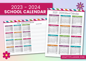 Free Printable 2023-2024 School Calendars — Krafty Planner