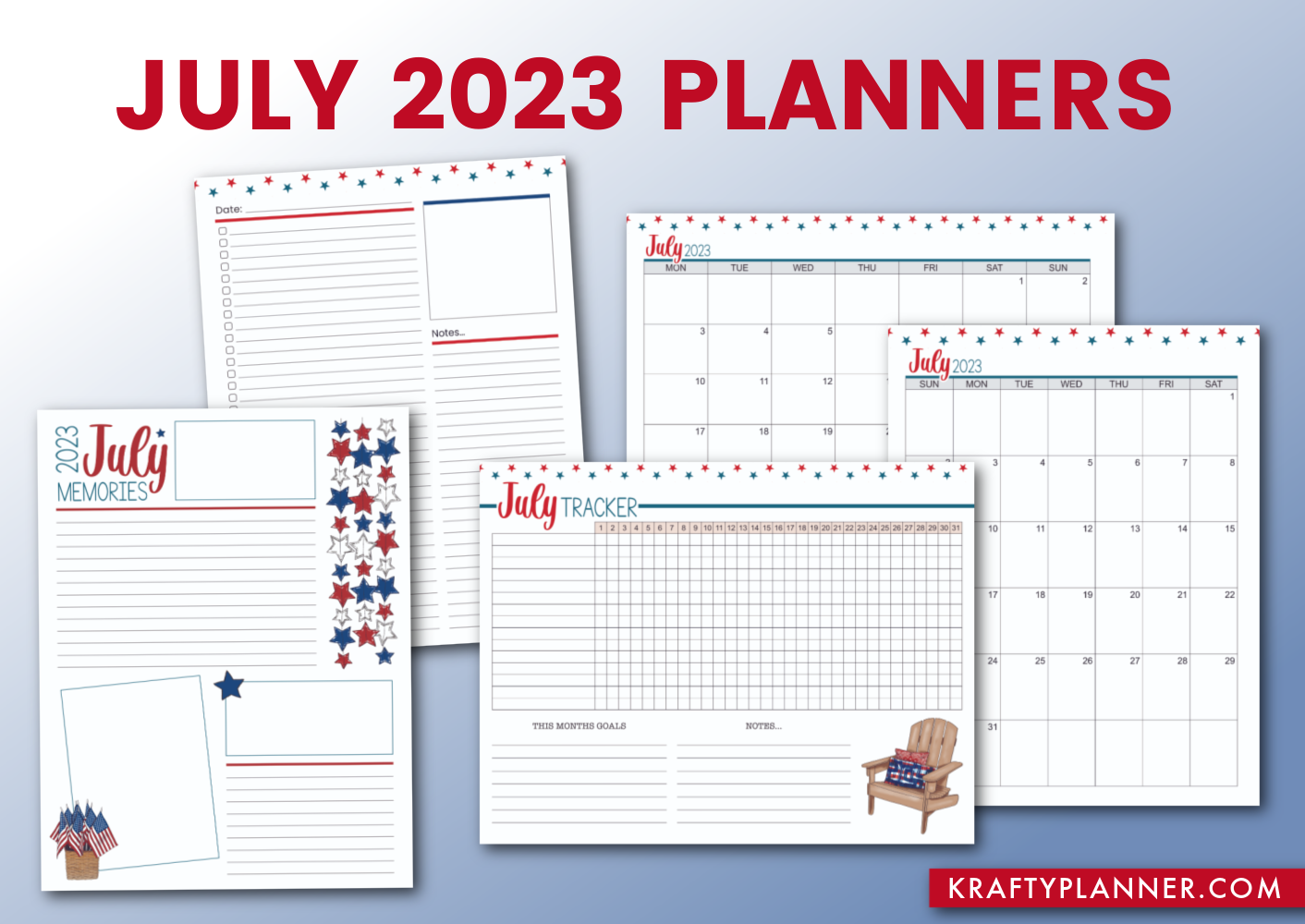 Free Printable July 2023 Planning Pages — Krafty Planner