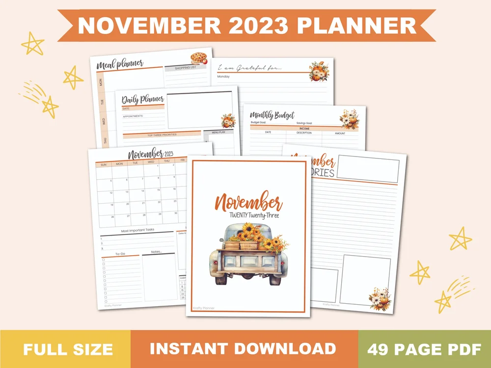 Free Printable November 2023 Planning Pages — Krafty Planner