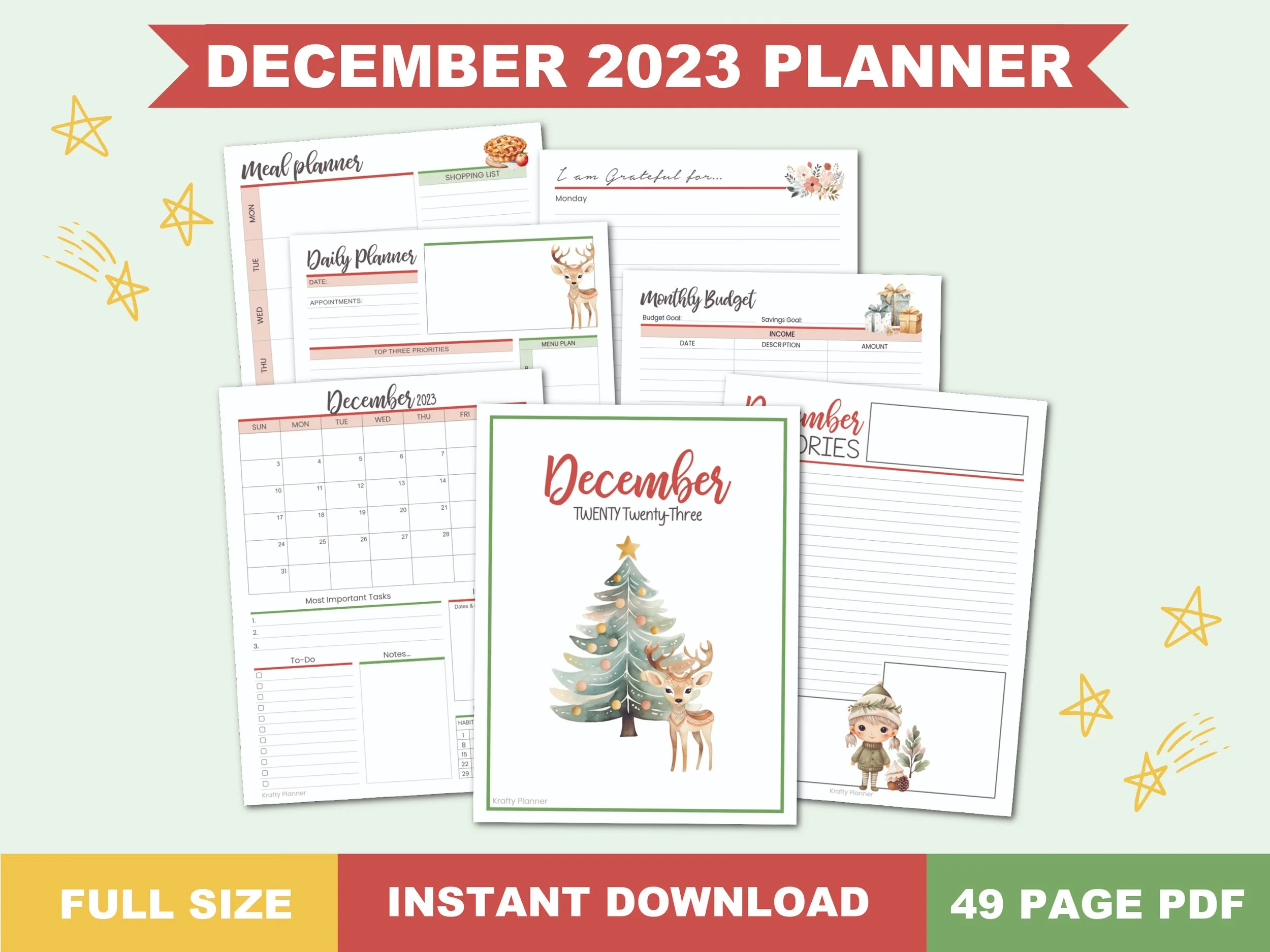 Free Printable December 2023 Planning Pages — Krafty Planner