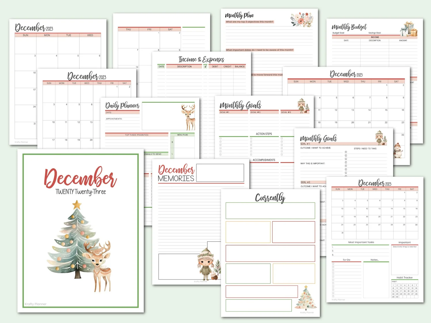 Free Printable December 2023 Planning Pages — Krafty Planner