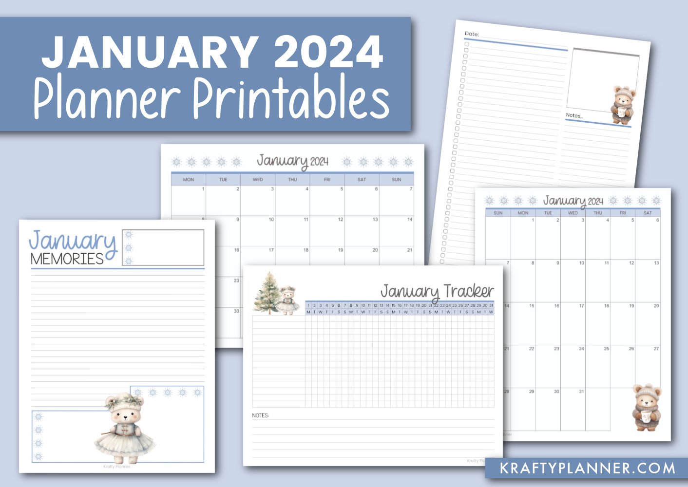 Free Printable January 2024 Planning Pages — Krafty Planner