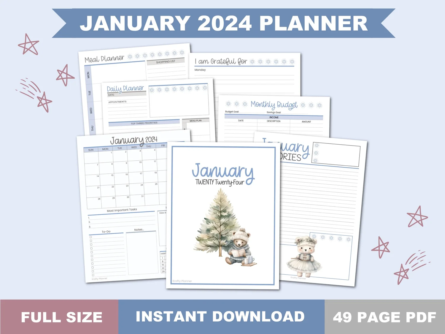 Free Printable January 2024 Planning Pages — Krafty Planner