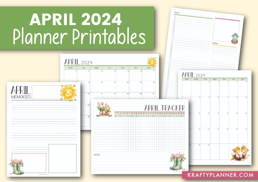 April 2024 Monthly Planner Printables — Krafty Planner