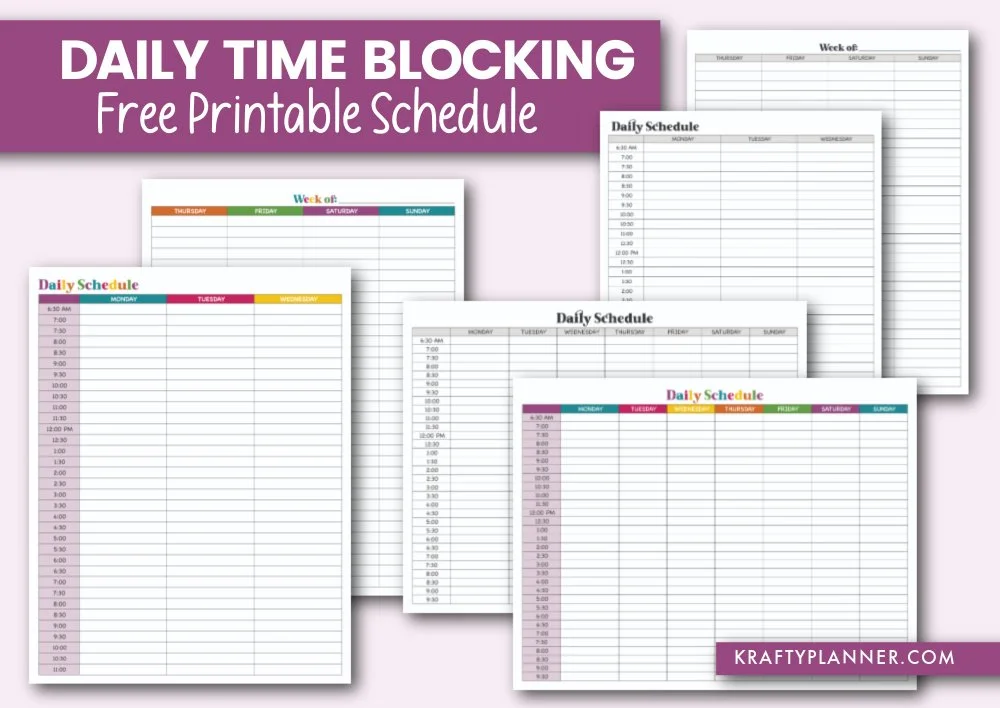 Daily Time Blocking:Free Printable Schedule — Krafty Planner