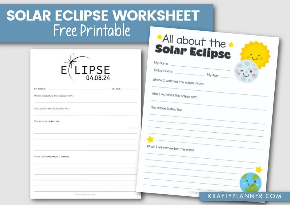 Free Printable Solar Eclipse Worksheet — Krafty Planner
