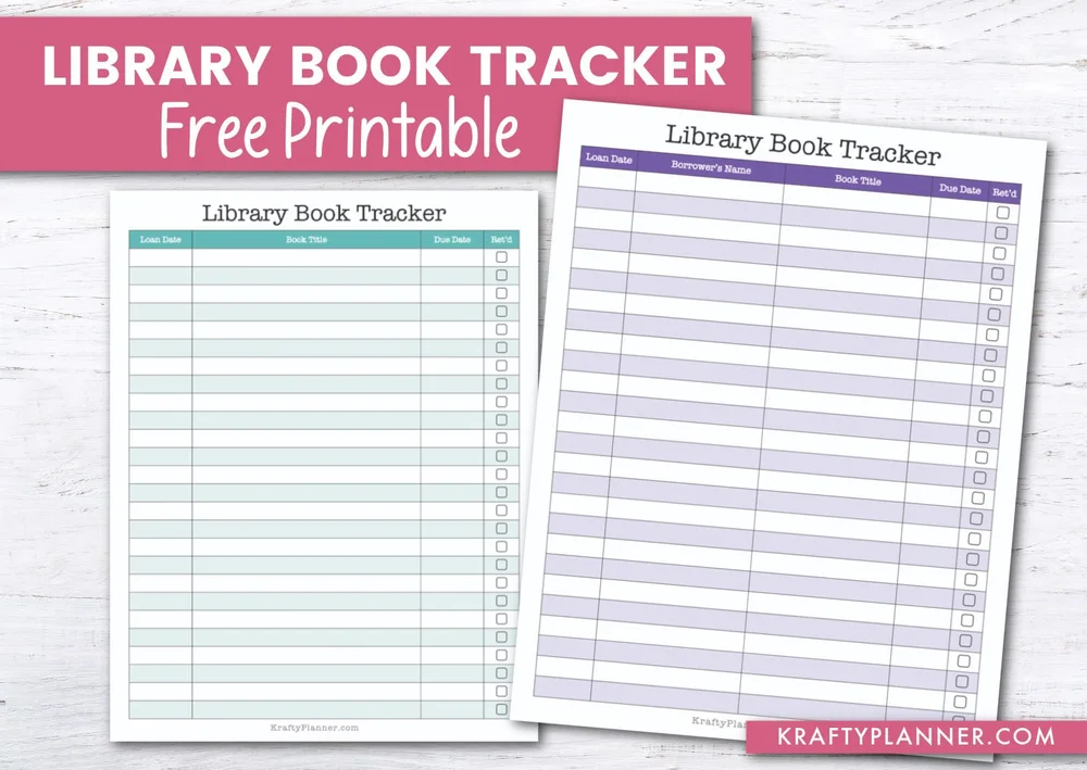 Free printable library book tracker — Krafty Planner