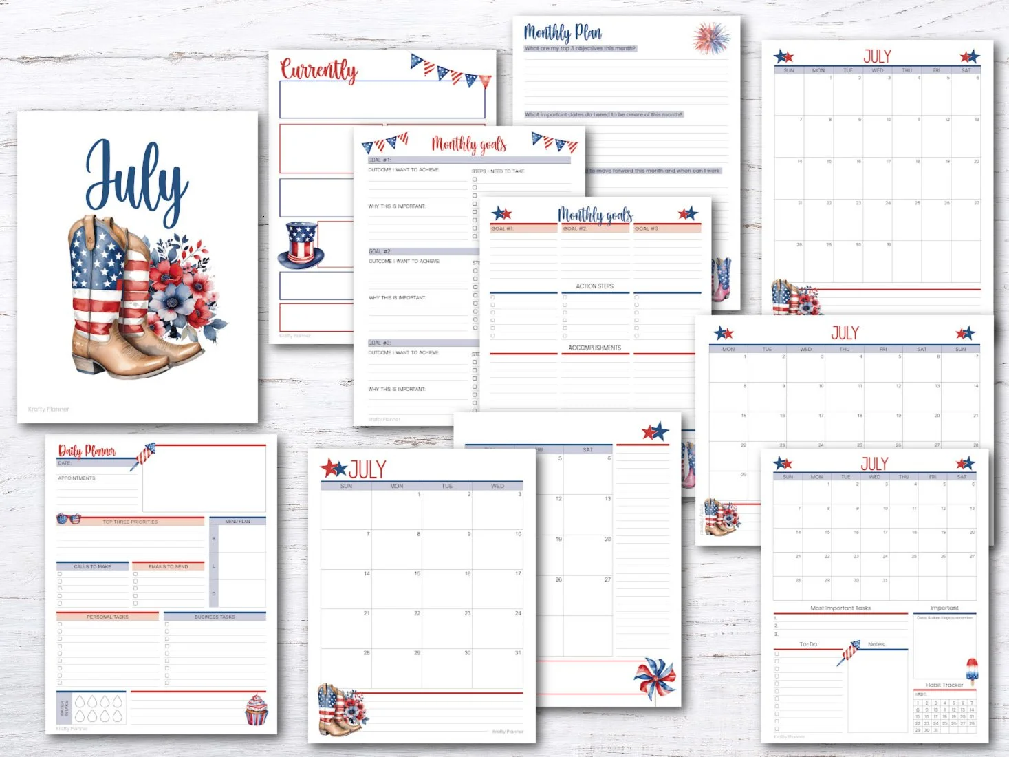Free July Planner Printables (2024) — Krafty Planner