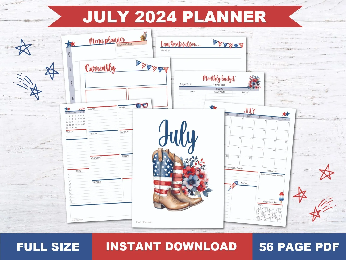 Free July Planner Printables (2024) — Krafty Planner