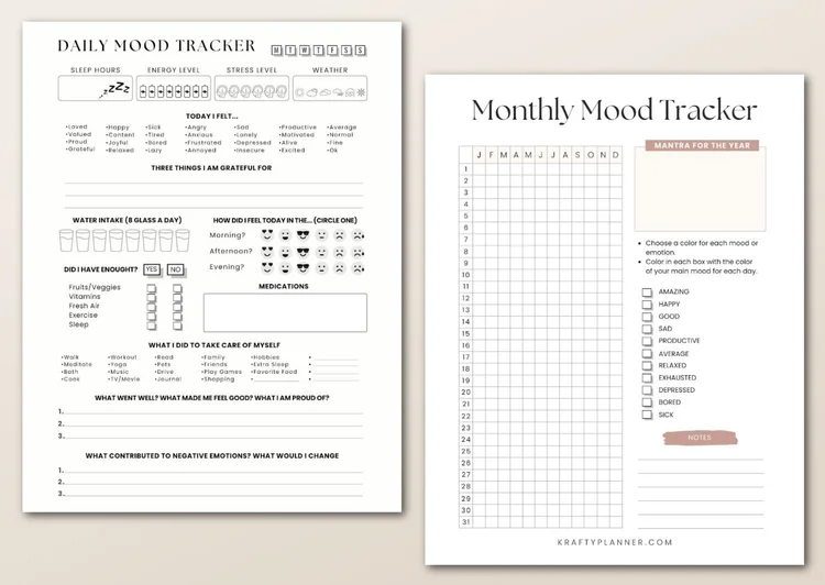 Daily Mood Tracker for Mental Wellness — Krafty Planner