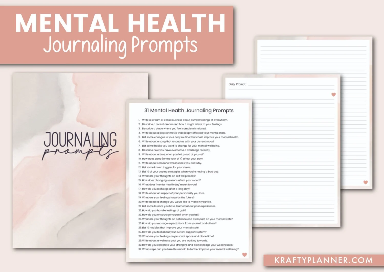 31 Mental Health Journaling Prompts — Krafty Planner