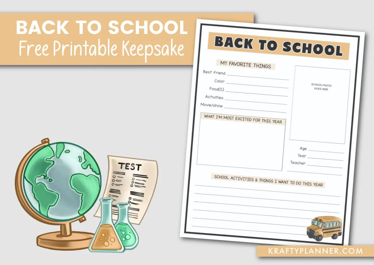 Back to School Keepsake | Free Printable — Krafty Planner