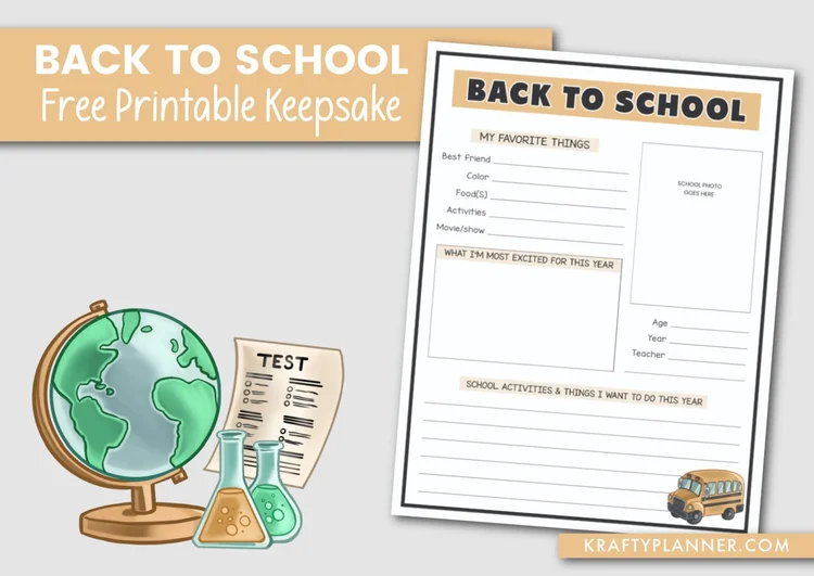 Back to School Keepsake | Free Printable — Krafty Planner