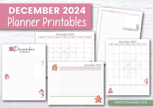 December 2024 Planners Pink Christmas Vibes — Krafty Planner
