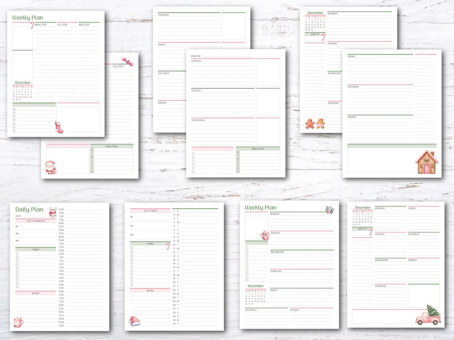 December 2024 Planners Pink Christmas Vibes — Krafty Planner