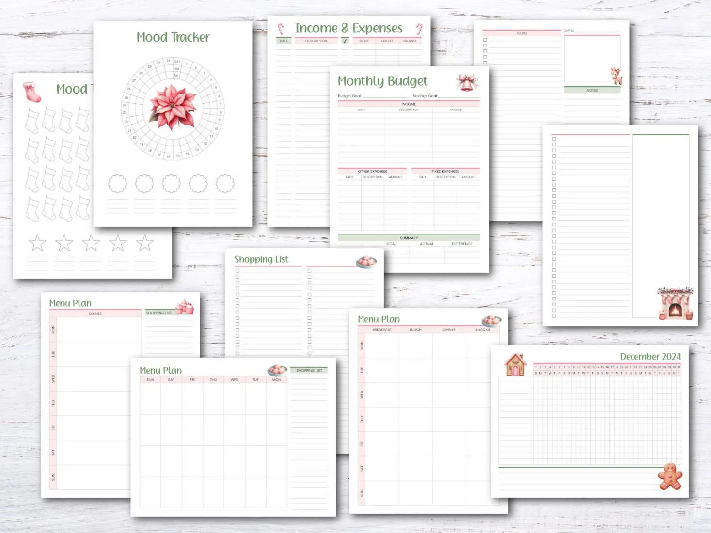 December 2024 Planners Pink Christmas Vibes — Krafty Planner