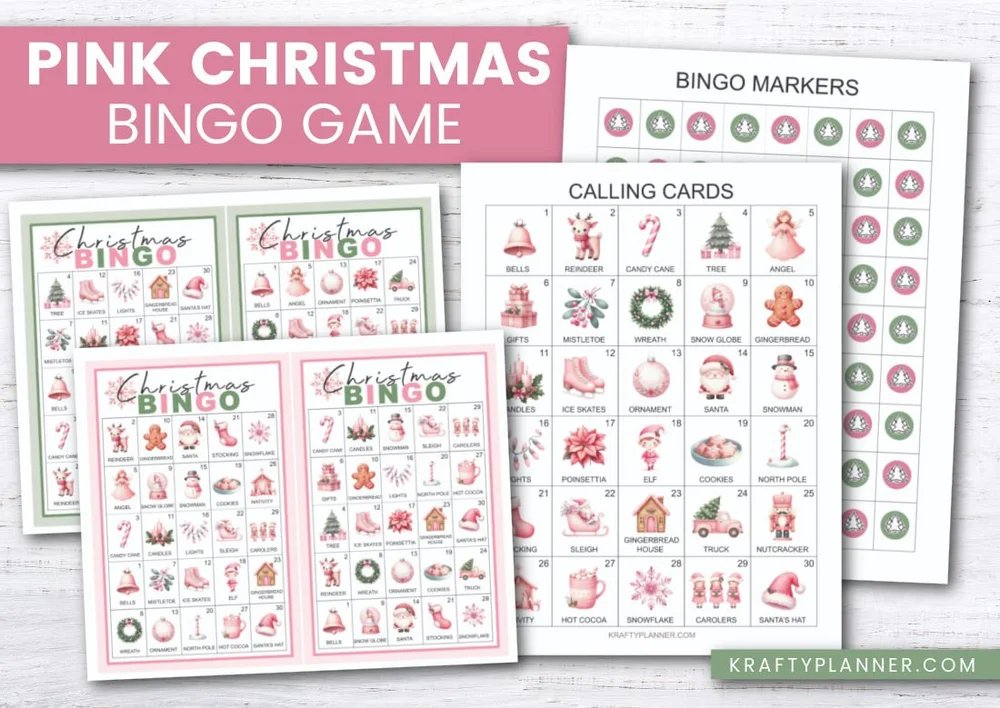Printable Pink Christmas Bingo Game — Krafty Planner