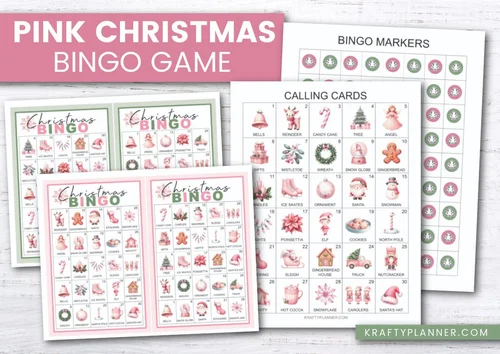 Printable Pink Christmas Bingo Game — Krafty Planner