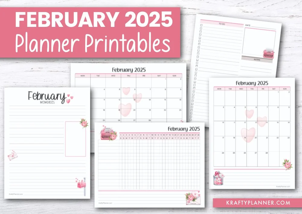Free Printable February 2025 Planners — Krafty Planner