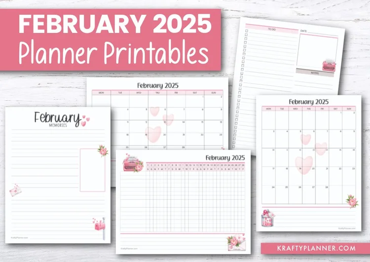 Free Printable February 2025 Planners — Krafty Planner