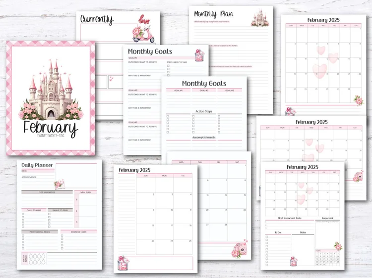 Free Printable February 2025 Planners — Krafty Planner