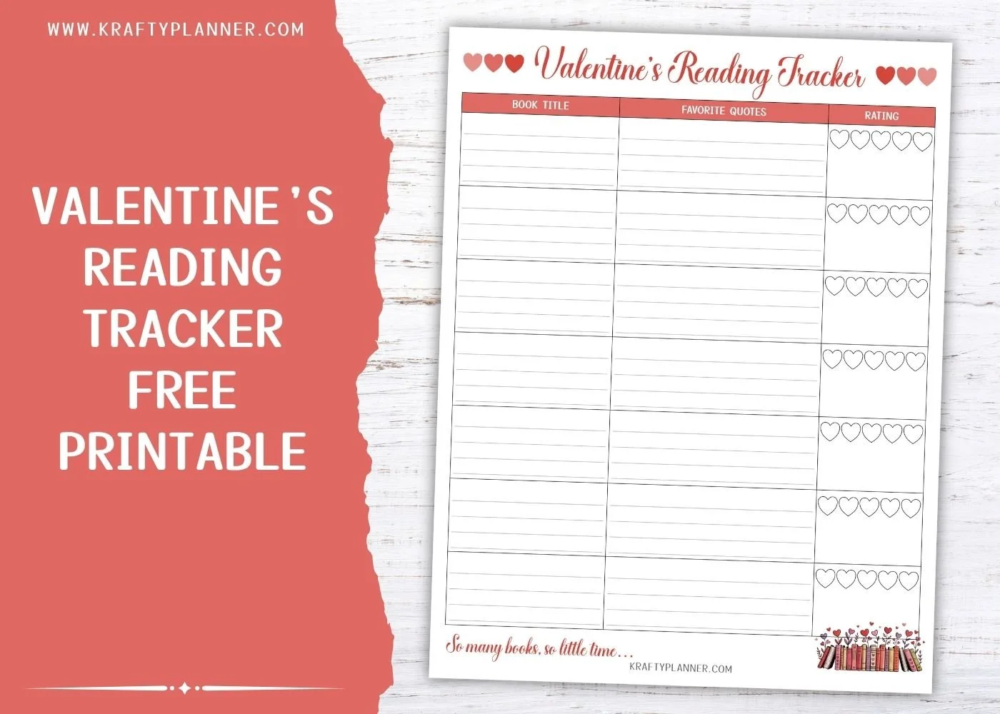 Free Printable Valentine’s Day Reading Tracker — Krafty Planner