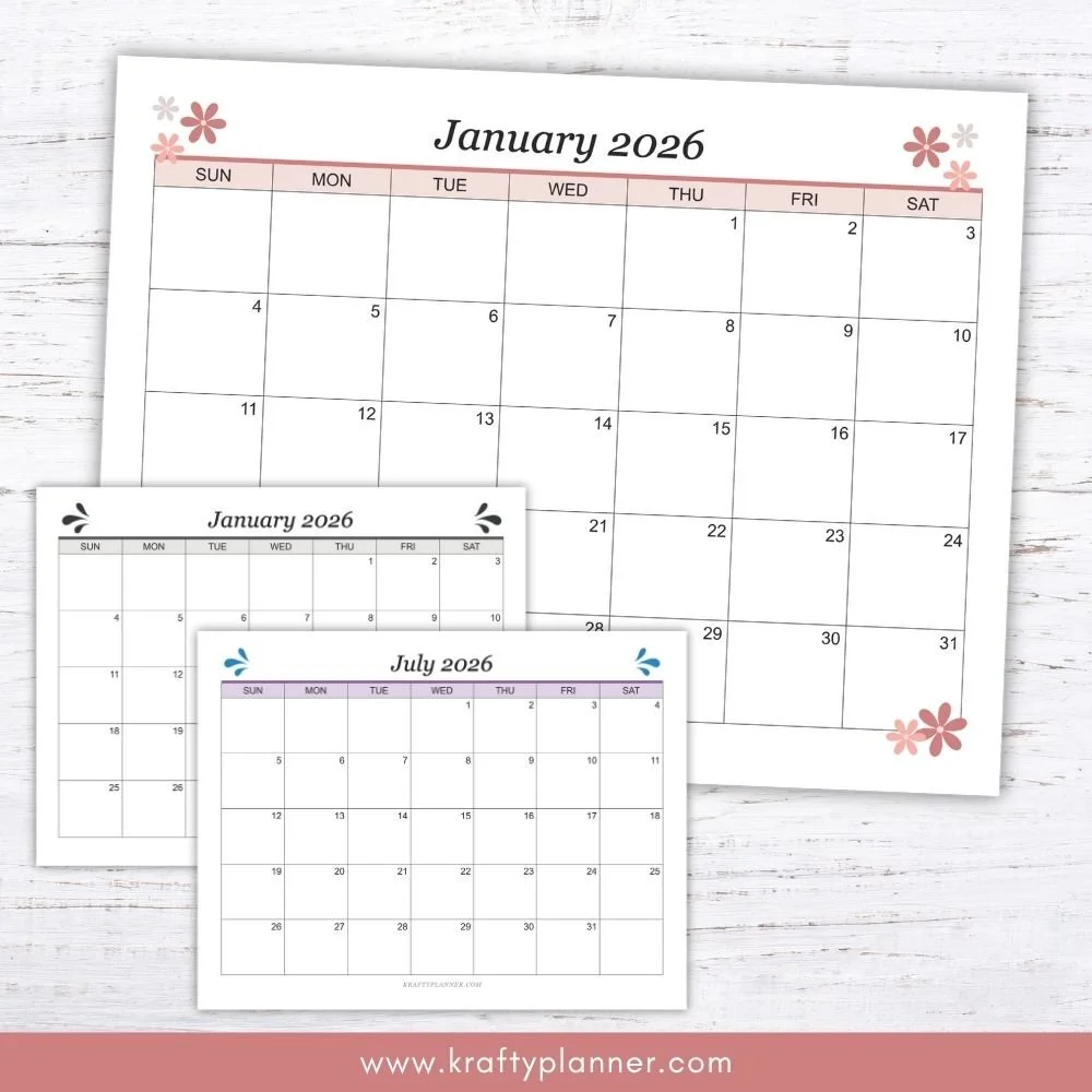 Free Printable 2026 Calendar: Landscape — Krafty Planner