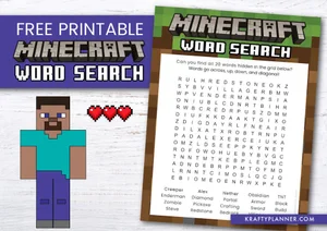 Free Printable Minecraft Word Search — Krafty Planner